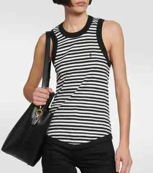 Saint Laurent Cassandre Striped Jersey Top
