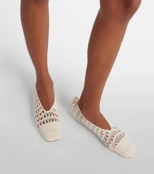 Magda Butrym Crochet Ballet Flats With Floral Appliqu - White