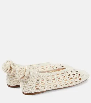 Magda Butrym Crochet Ballet Flats With Floral Appliqu - White