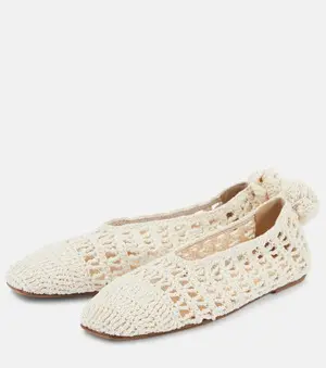 Magda Butrym Crochet Ballet Flats With Floral Appliqu - White