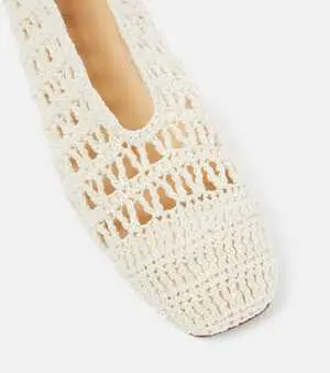 Magda Butrym Crochet Ballet Flats With Floral Appliqu - White