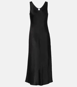 Max Mara Talete Satin Midi Dress - Black
