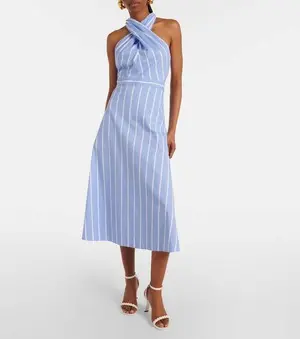 Veronica Beard Baylee Striped Poplin Midi Dress