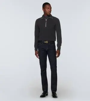 TOM FORD Wool And Cashmere-blend Half-zip Sweater