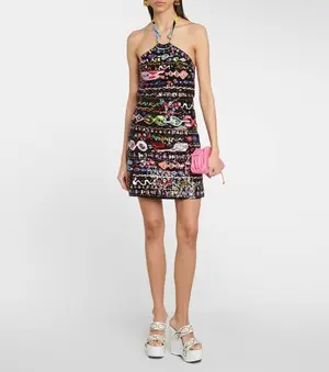 Emilio Pucci Embroidered Leather Wedge Sandals