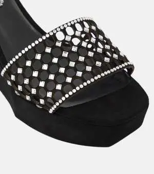 Rene Caovilla Embellished Suede Platform Slides