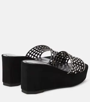 Rene Caovilla Embellished Suede Platform Slides