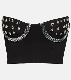 AREA Crystal-embellished Bustier - Black