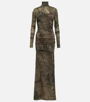 Blumarine Printed High-neck Gown