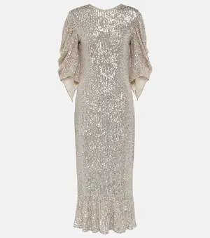 ROBERTA EINER Drama Sequined Midi Dress