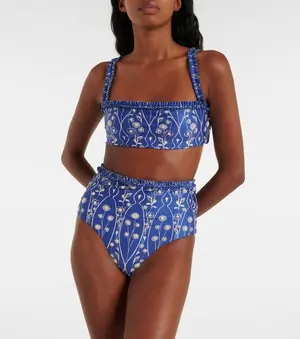 Agua Bendita Olmo Printed Bikini Top - Blue