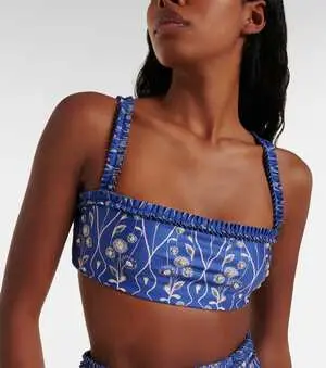 Agua Bendita Olmo Printed Bikini Top - Blue