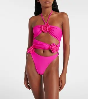 SAME Floral-appliqué Cutout Swimsuit - Pink