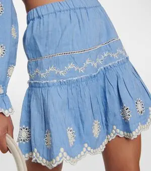 LoveShackFancy Cava Embroidered Miniskirt