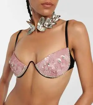 AREA Embellished Bra Top