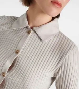 Vince Ribbed-knit Cotton-blend Polo Pullover - White