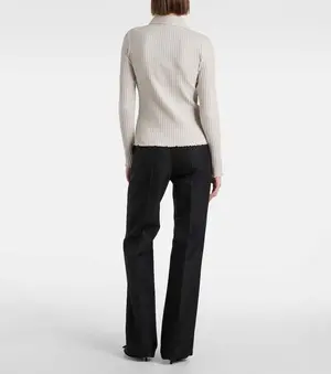 Vince Ribbed-knit Cotton-blend Polo Pullover - White