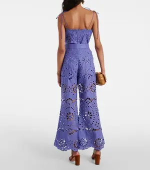 Zimmermann Pop Embroidered Linen Cropped Pants