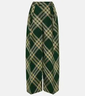 Burberry Checked Wool Twill Wide-leg Trousers