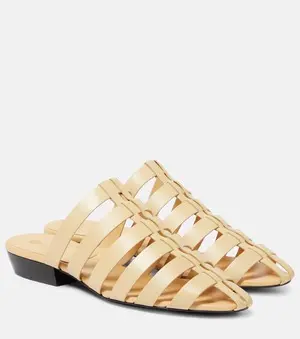 Loro Piana Kaede Leather Mules - Beige
