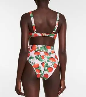 ALEXANDRA MIRO Ursula Printed Bikini Bottoms With Detachable Belt - Red