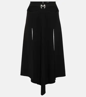 MUGLER Logo Asymmetric Midi Skirt