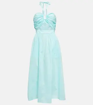 Marysia Cutout Cotton Midi Dress - Blue