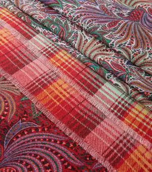 Etro Paisley And Checked Wool Throw
