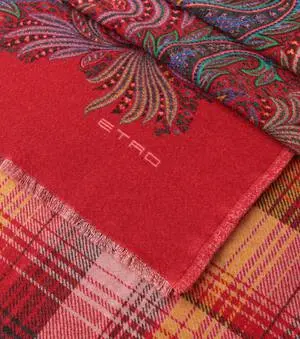 Etro Paisley And Checked Wool Throw