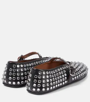 Alaïa Embellished Leather Ballet Flats - Black
