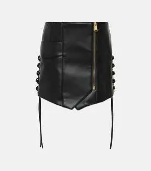 Simkhai Leather Mini Skirt - Black