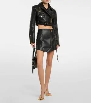 Simkhai Leather Mini Skirt