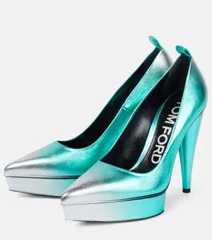 TOM FORD Metallic Leather Platform Pumps