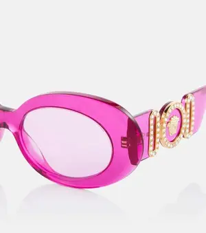 Versace Embellished Round Sunglasses - Pink