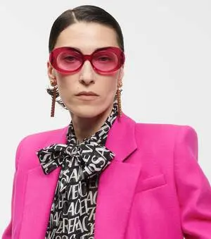 Versace Embellished Round Sunglasses - Pink
