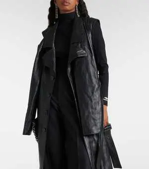 Balenciaga Single-breasted Leather Coat