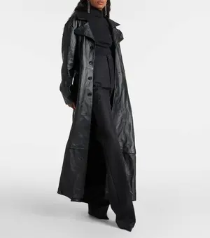 Balenciaga Single-breasted Leather Coat