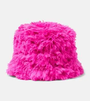 Goldbergh Bird Faux Fur Bucket Hat - Pink