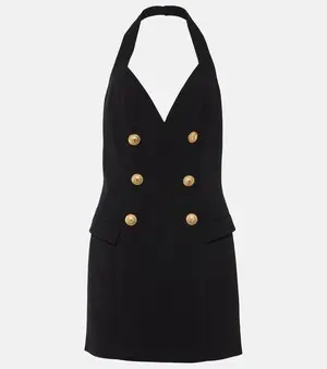 Balmain Halterneck Crepe Mini Dress