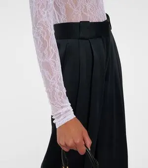 Wardrobe.NYC Floral Chantilly Lace Bodysuit - White