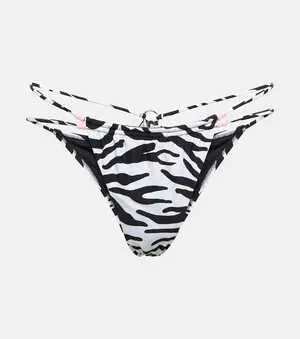 REINA OLGA Theresa Zebra-print Bikini Bottom - Multicoloured