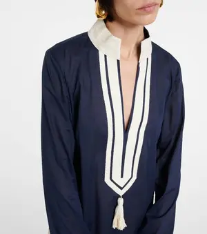 Tory Burch Tasseled Cotton Tunic - Blue