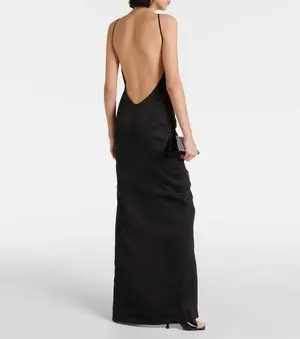 RASARIO Floral-applique Chiffon Gown