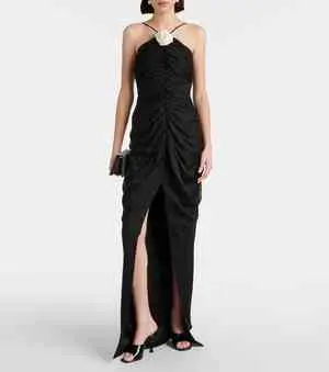 RASARIO Floral-applique Chiffon Gown