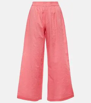 Jade Swim Mika High-rise Cotton Wide-leg Trousers - Pink