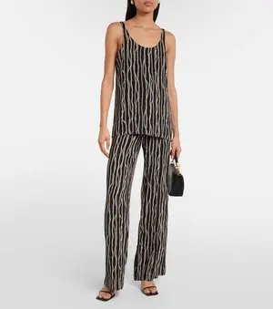 Chloé Printed Wide Leg Silk Pants