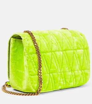 Versace Virtus Small Velvet Shoulder Bag - Orange