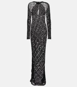 Coperni Sequin-embellished Crochet Maxi Dress
