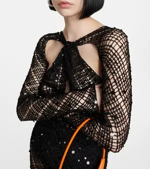 Coperni Sequin-embellished Crochet Maxi Dress