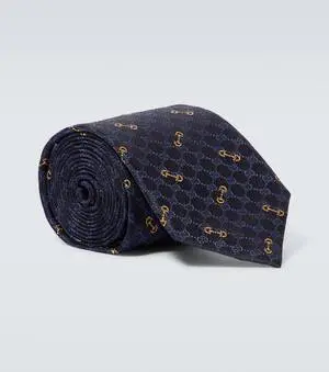 Gucci Horsebit Silk Neck Tie - Blue